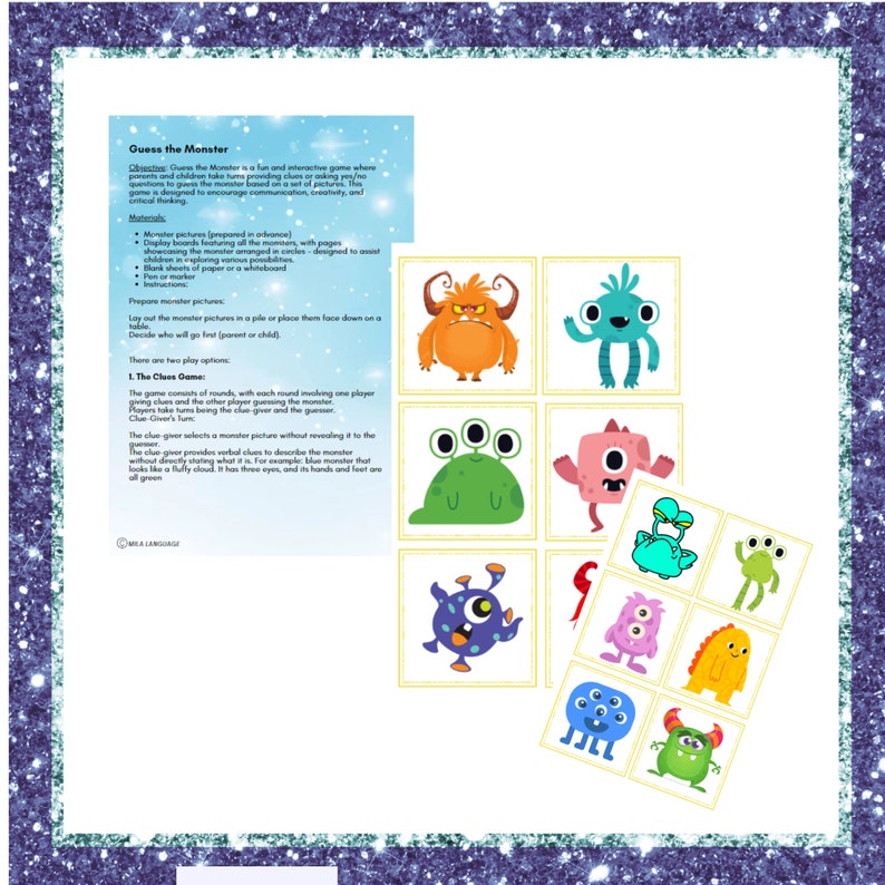 Guess the Monster -a Game to Improve Language Skills - Etsy
