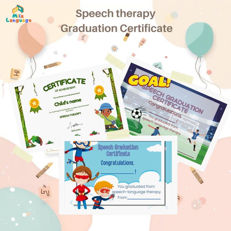 Therapy Graduation Certificate for Kids- 17 Designs- Editable Canva ...