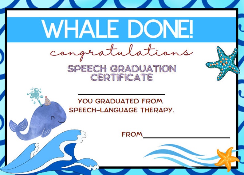 Therapy Graduation Certificate A Celebration of Communication - Etsy