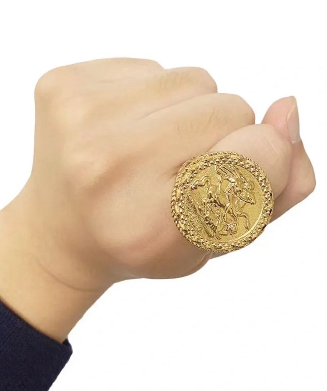 Chuncky St George Ring 18K Unisex Sovereign 2 Dimensions Styles ALL ...