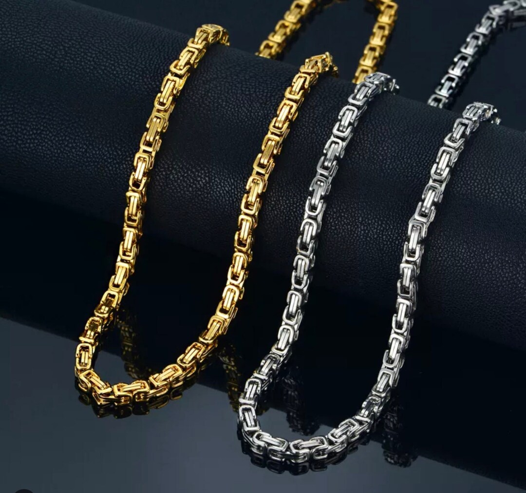 Byzantine Necklace Chain Stainless Steel Width 8MM, 6MM, 4MM Length ...