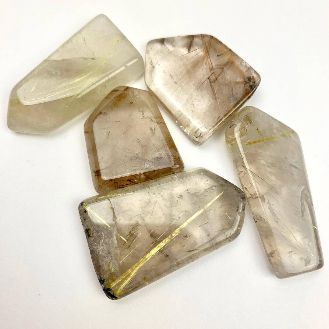 Golden Rutilated Quartz Flat Freeform Single Termination Polished 30 ...