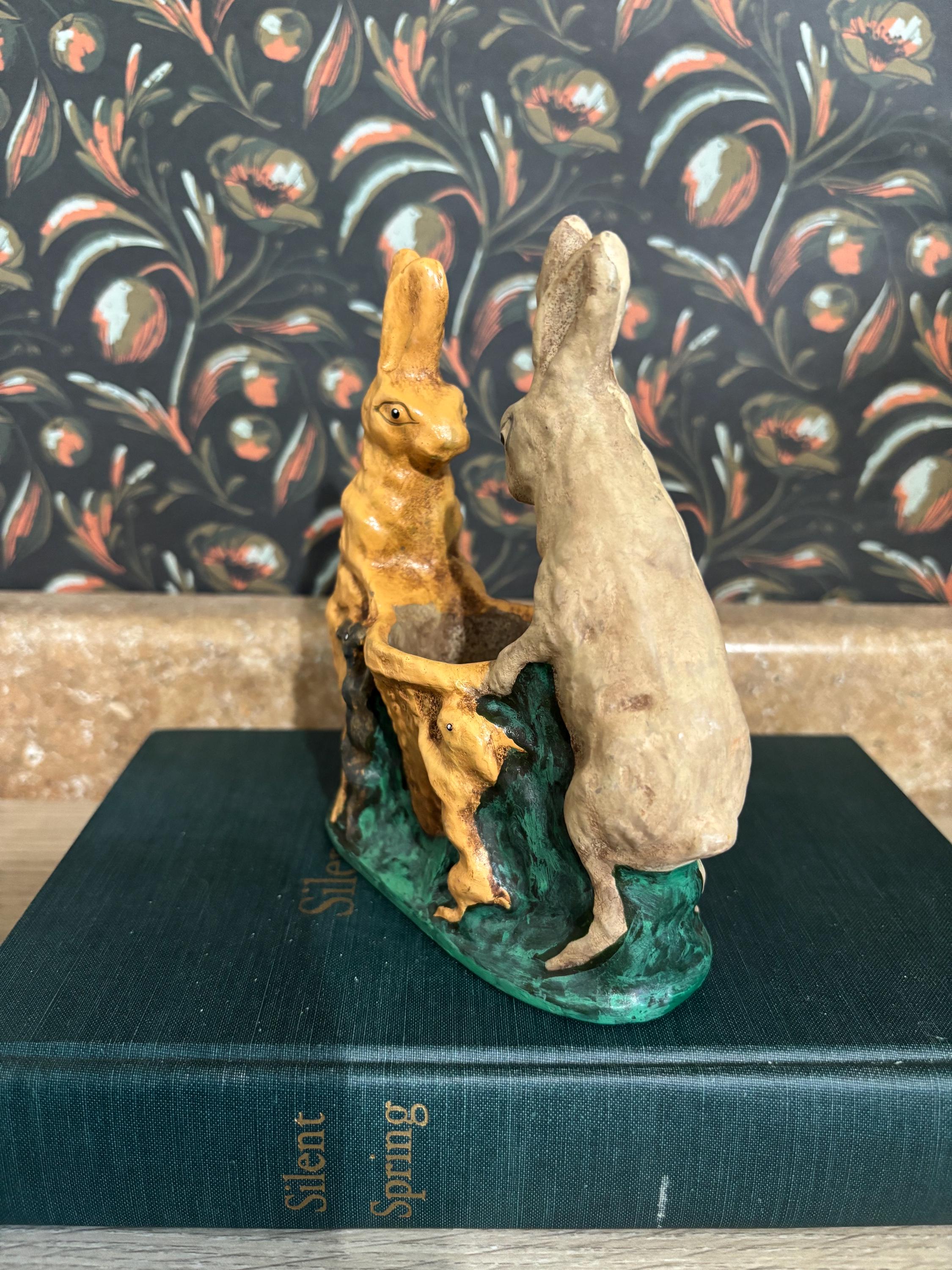 Vintage Walnut Ridge Primitives Bunnies With Basket Ceramic - Etsy