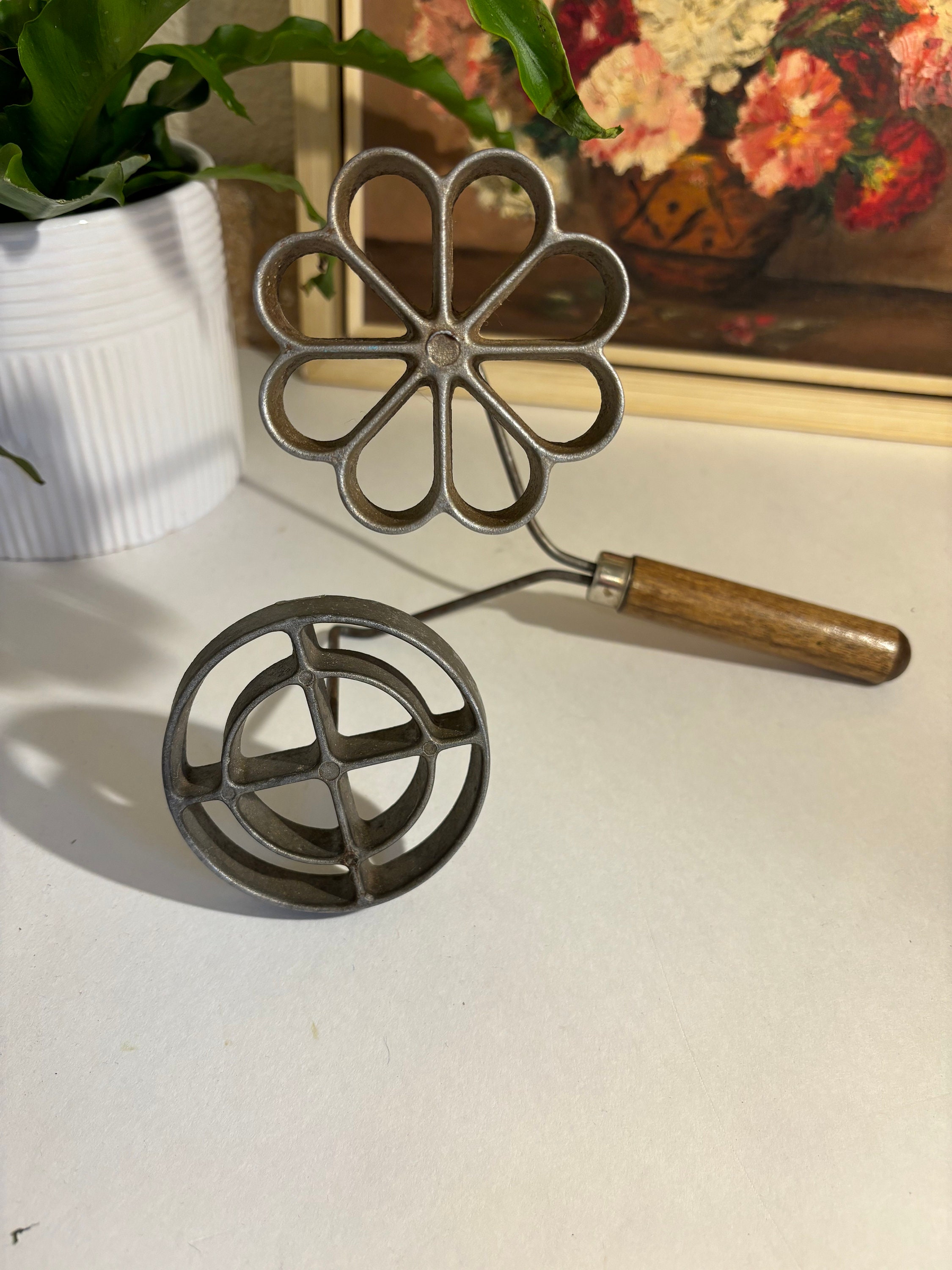 Vintage Scandinavian Double Rosette Iron Flower Starburst Round Target ...