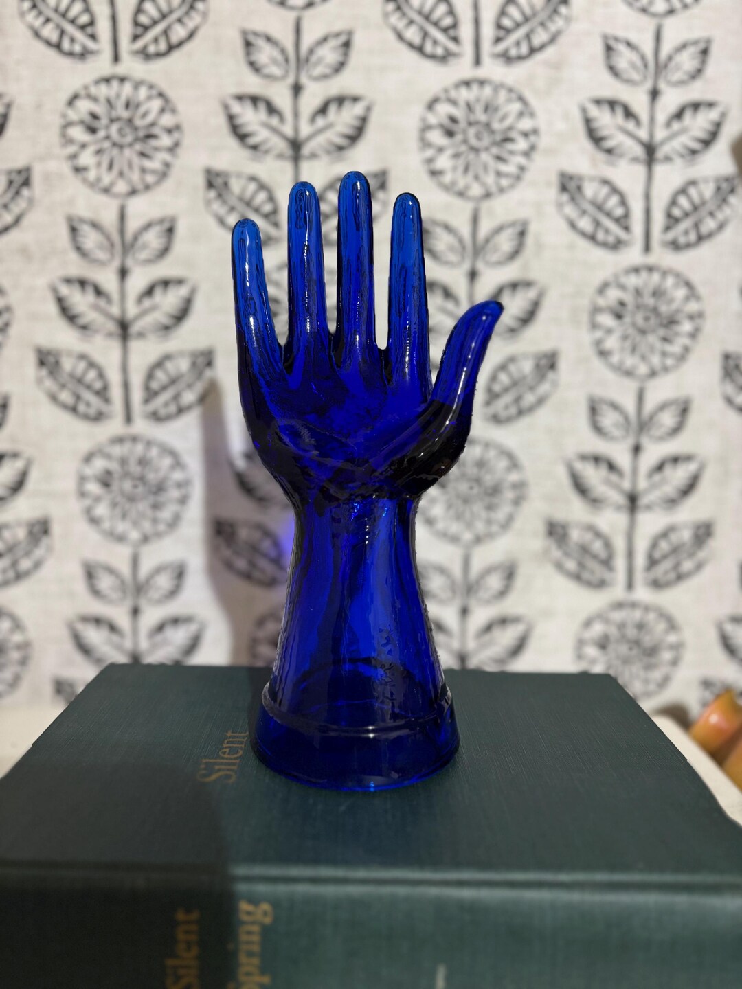 Rare Vintage MCM Cobalt Blue Glass Hand 8" Hand Ring Display, Cobalt ...