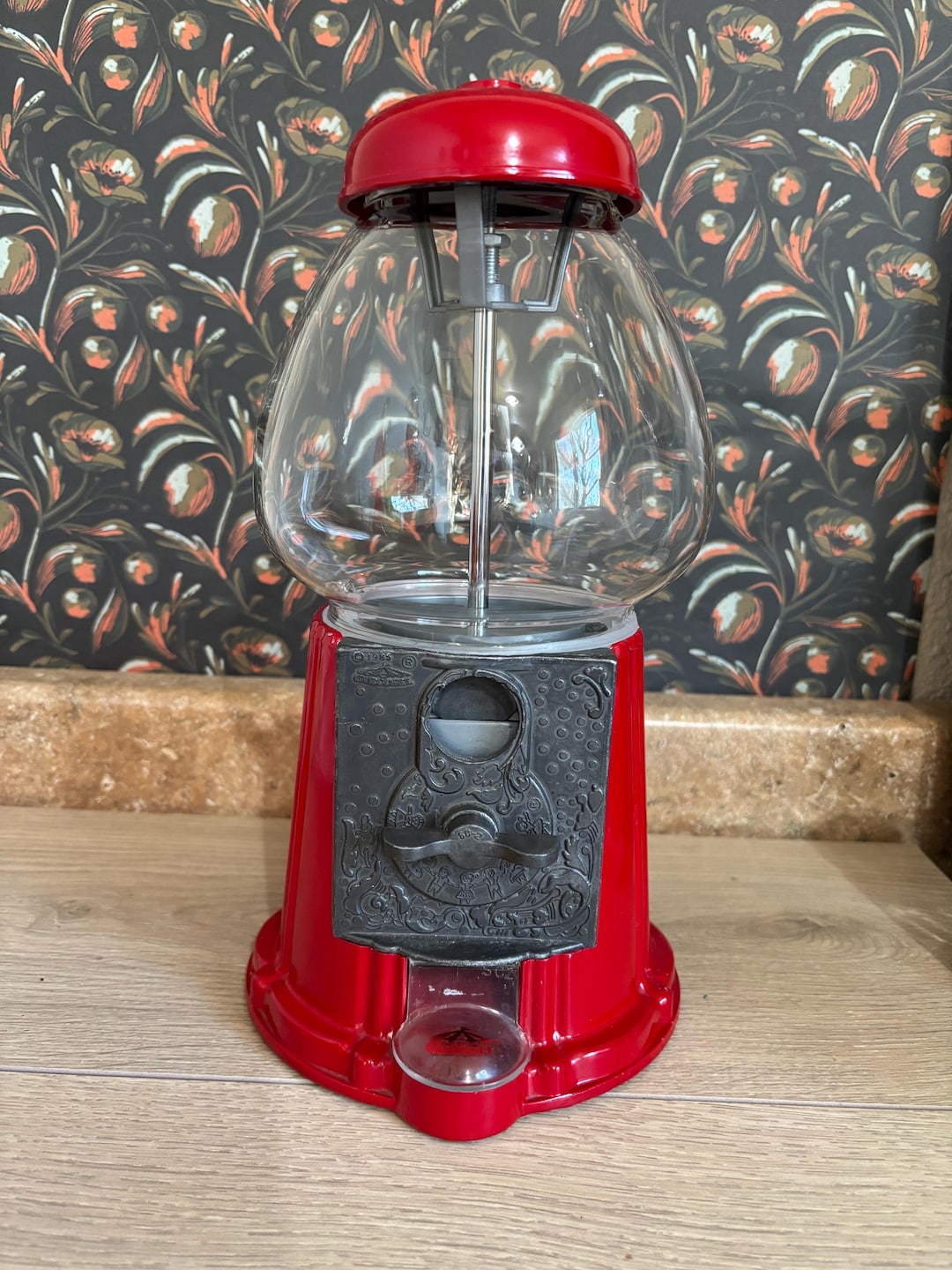 Vintage 1985 Carousel Gumball Machine Red Metal Candy Dispenser ...