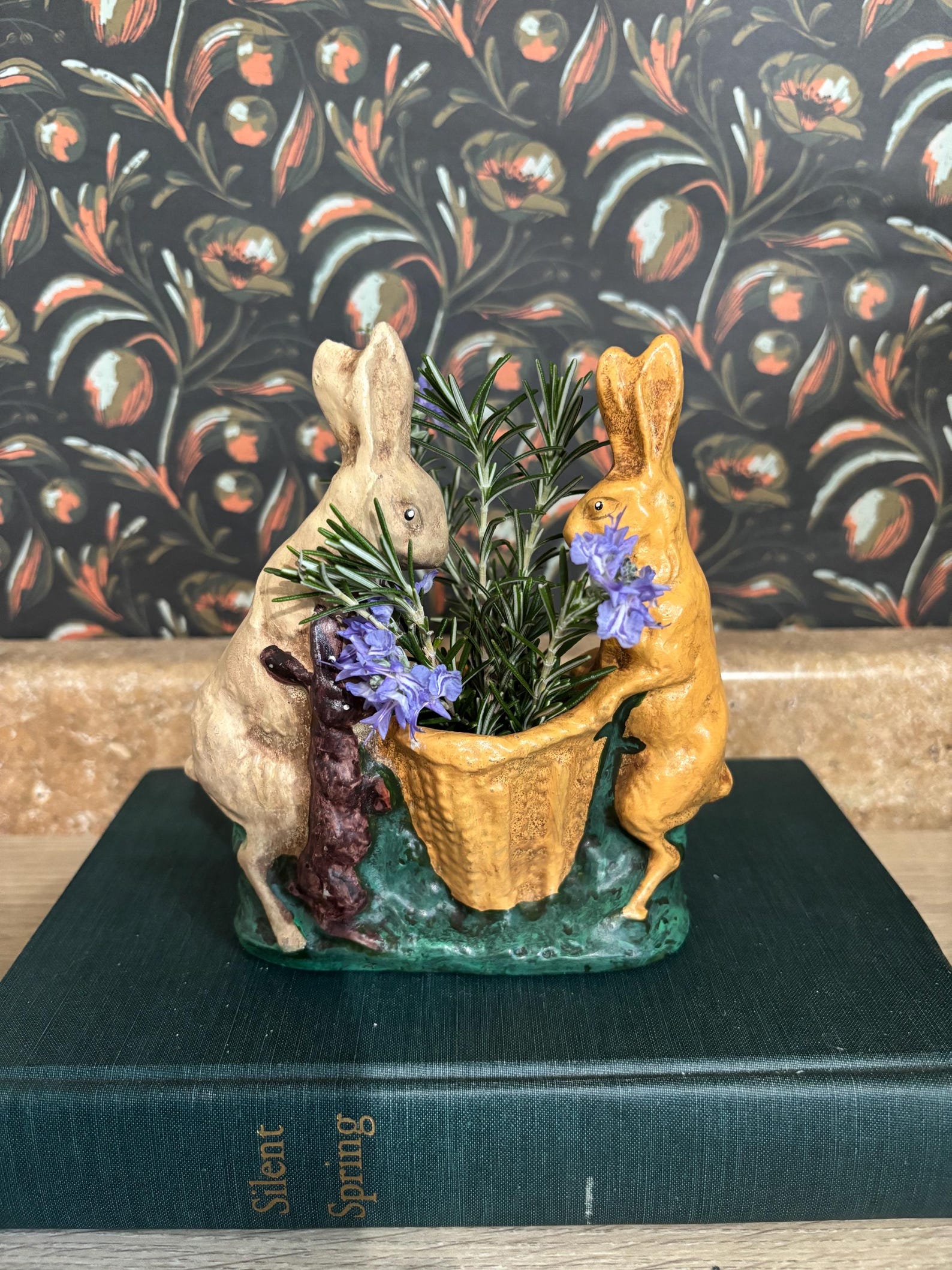 Vintage Walnut Ridge Primitives Bunnies With Basket Ceramic - Etsy