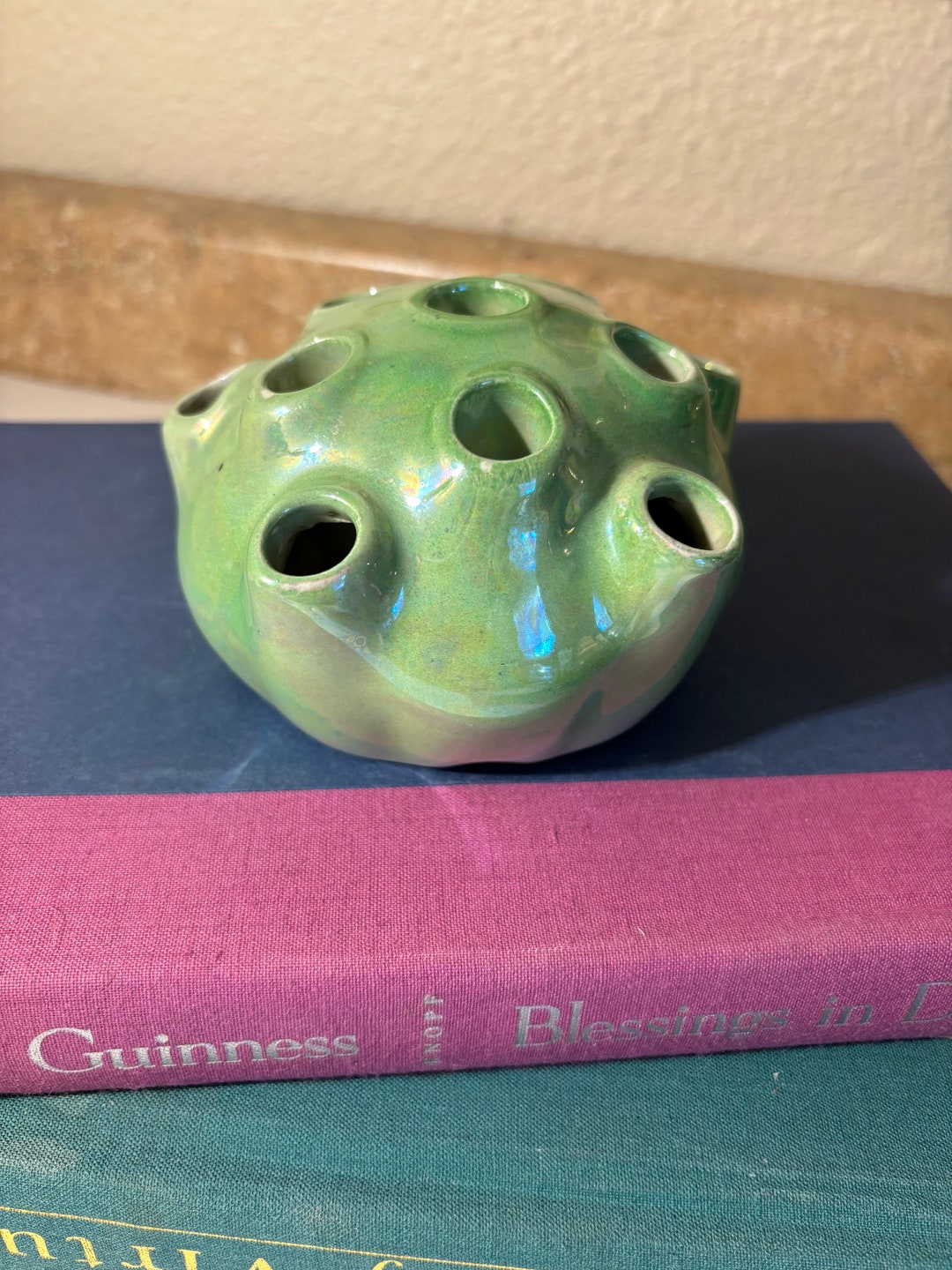 Antique Grimwades Royal Winton Tuba Green Lustre Flower Arranger Frog ...