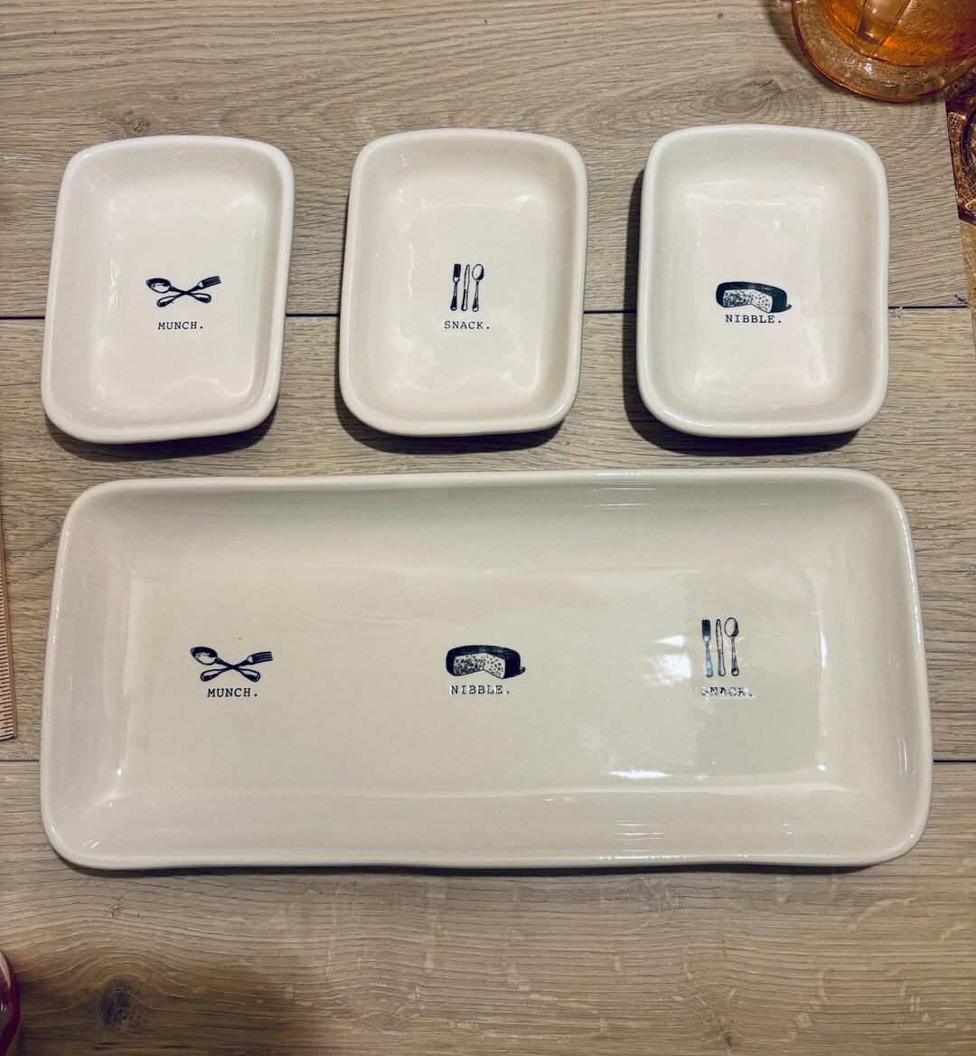 Rae Dunn by Magenta MUNCH NIBBLE SNACK Icon Serving Set 4 Pieces - Etsy