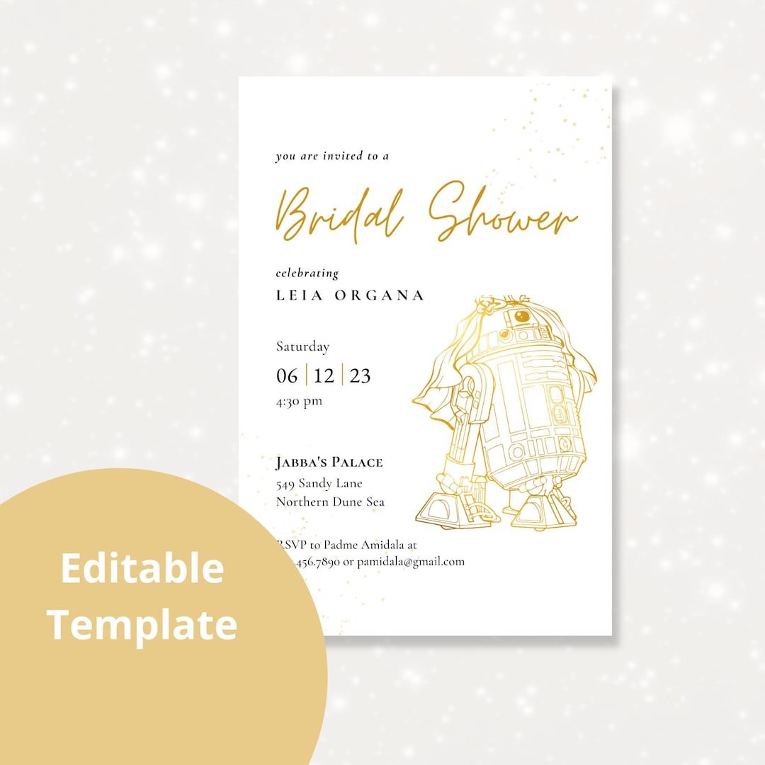 Droid Themed Bridal Shower Invitation Canva Template - Printable ...