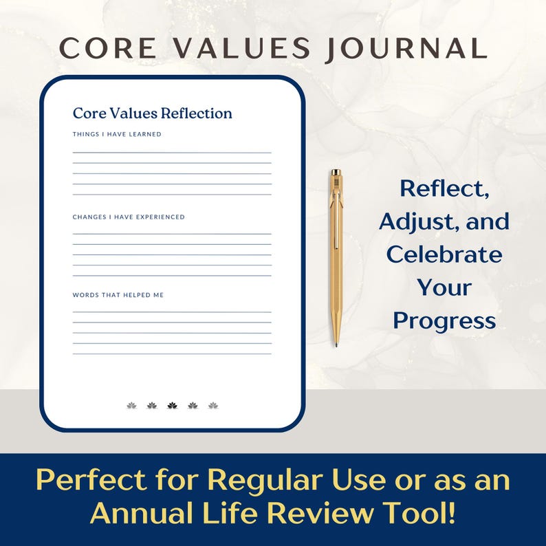Core Values Journal to Support Positive Affirmation and Finding ...