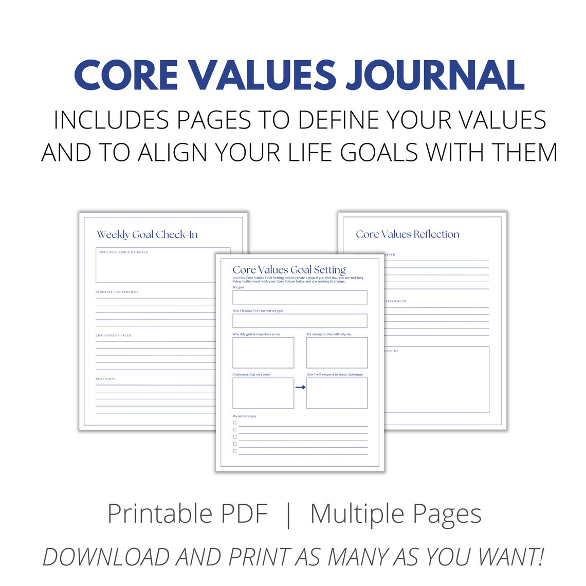 Core Values Journal to Support Positive Affirmation and - Etsy