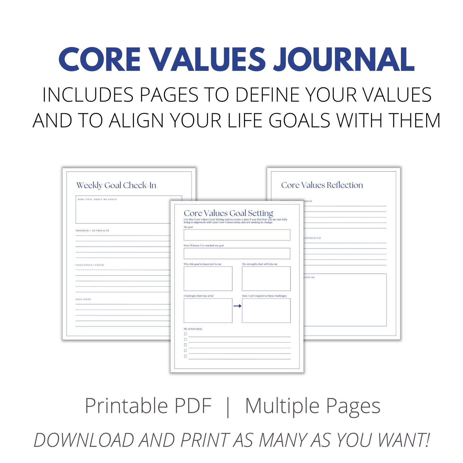 Core Values Journal to Support Positive Affirmation and - Etsy