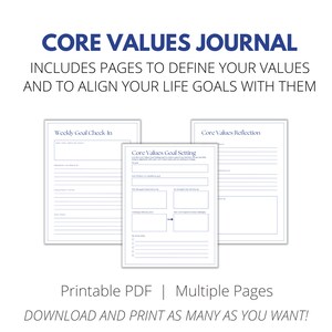 Core Values Journal to Support Positive Affirmation and - Etsy