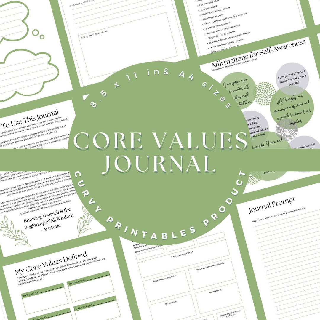 Core Values Journal to Support Positive Affirmation and Finding ...