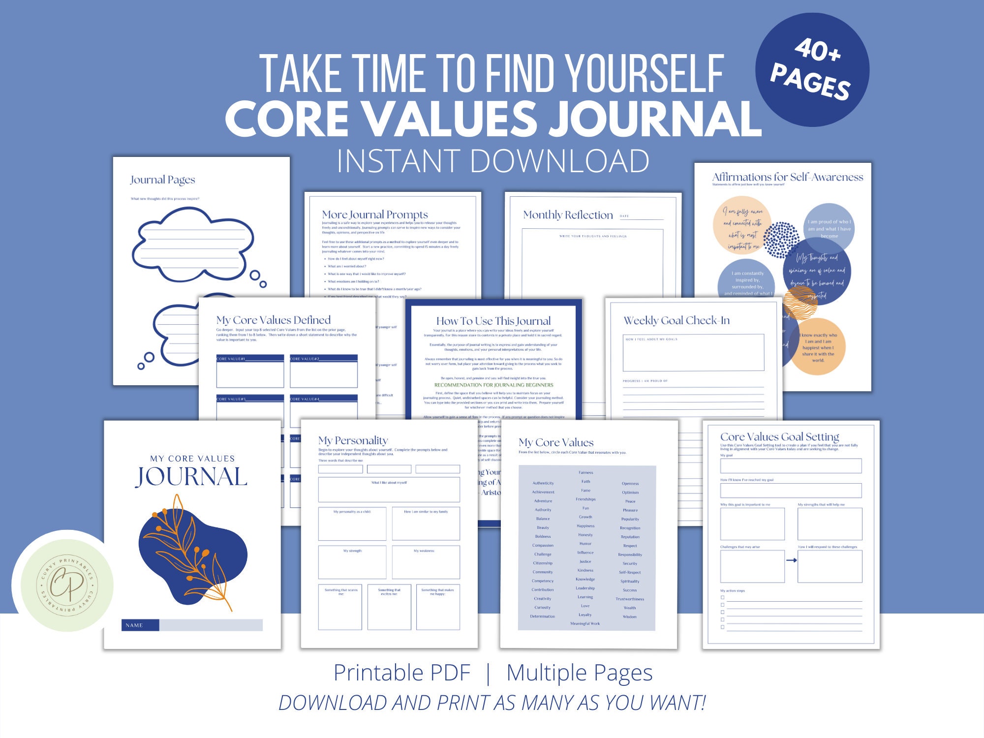 Core Values Journal to Support Positive Affirmation and Finding ...
