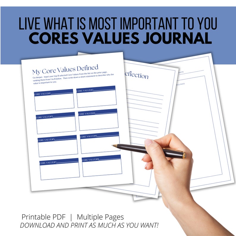 Core Values Journal to Support Positive Affirmation and - Etsy