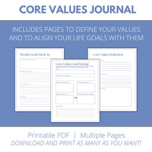 Core Values Journal to Support Positive Affirmation and Finding ...