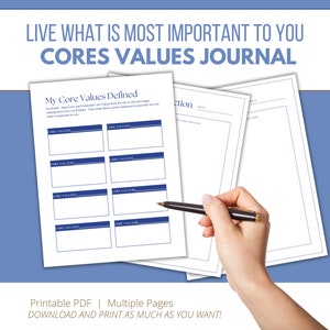 Core Values Journal to Support Positive Affirmation and Finding ...