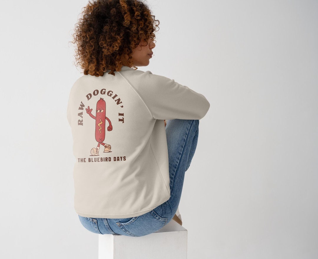 Raw Doggin' It - Hot Dog Cartoon - Organic Cotton Long Sleeve T-shirt ...