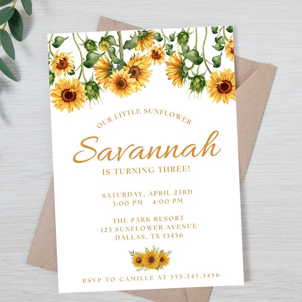 Sunflower Invitation - Etsy