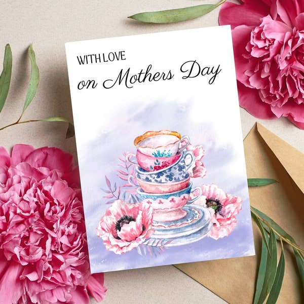 Watercolor Greeting Cards Tea Cup Mother's Day - Etsy