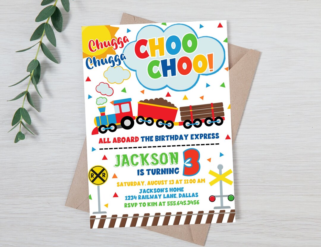Train 3rd Birthday Invitation Instant Download Chugga Chugga Choo Choo ...