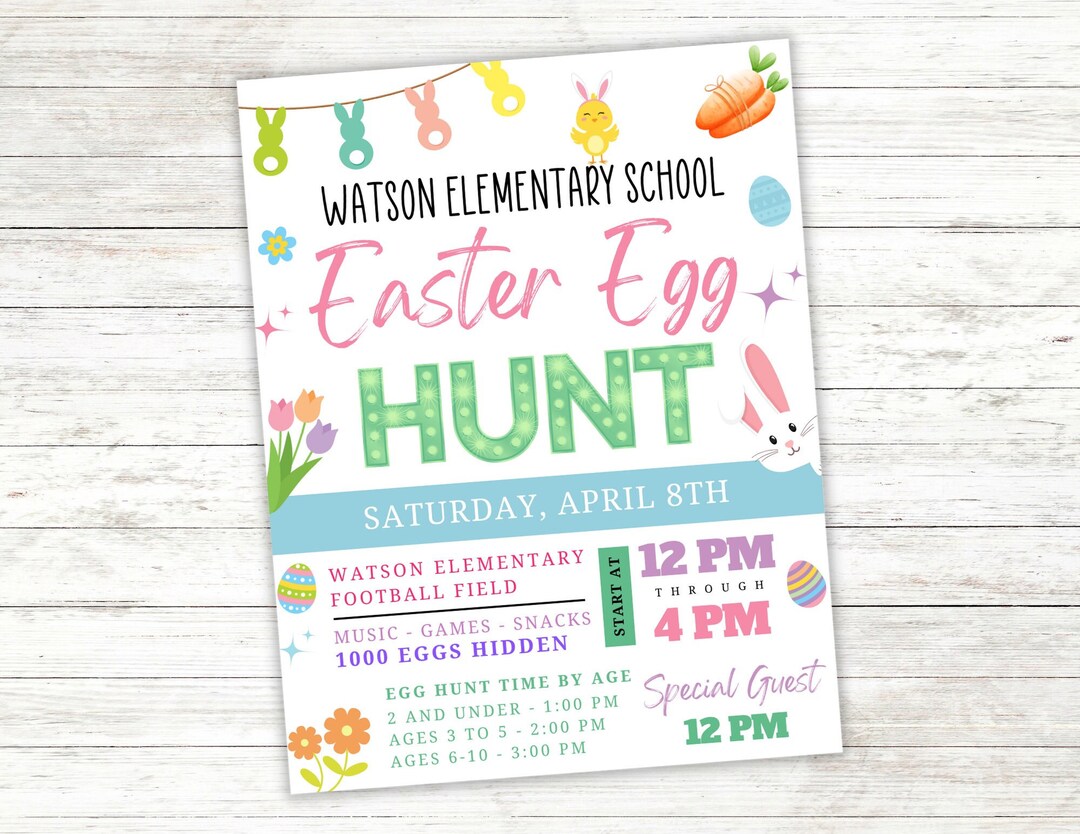 Editable Easter Egg Hunt Flyer, Easter Invitation, Charity Non Profit ...
