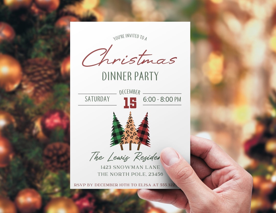 Christmas Dinner Party Invitation, Printable Christmas Invitation for ...