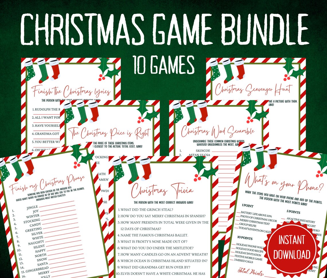 Printable Christmas Game Bundle Christmas Party Games - Etsy