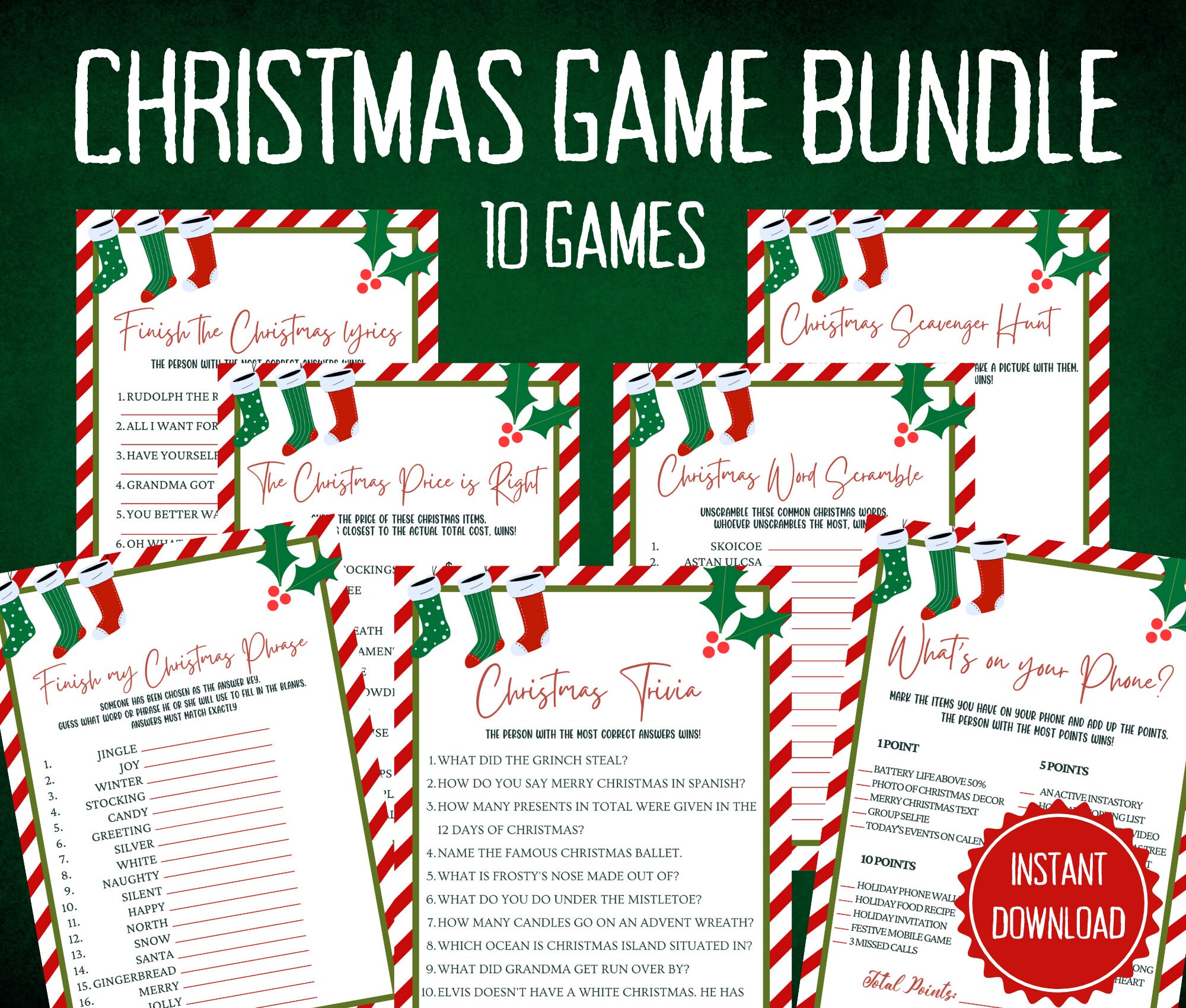 Printable Christmas Game Bundle Christmas Party Games - Etsy
