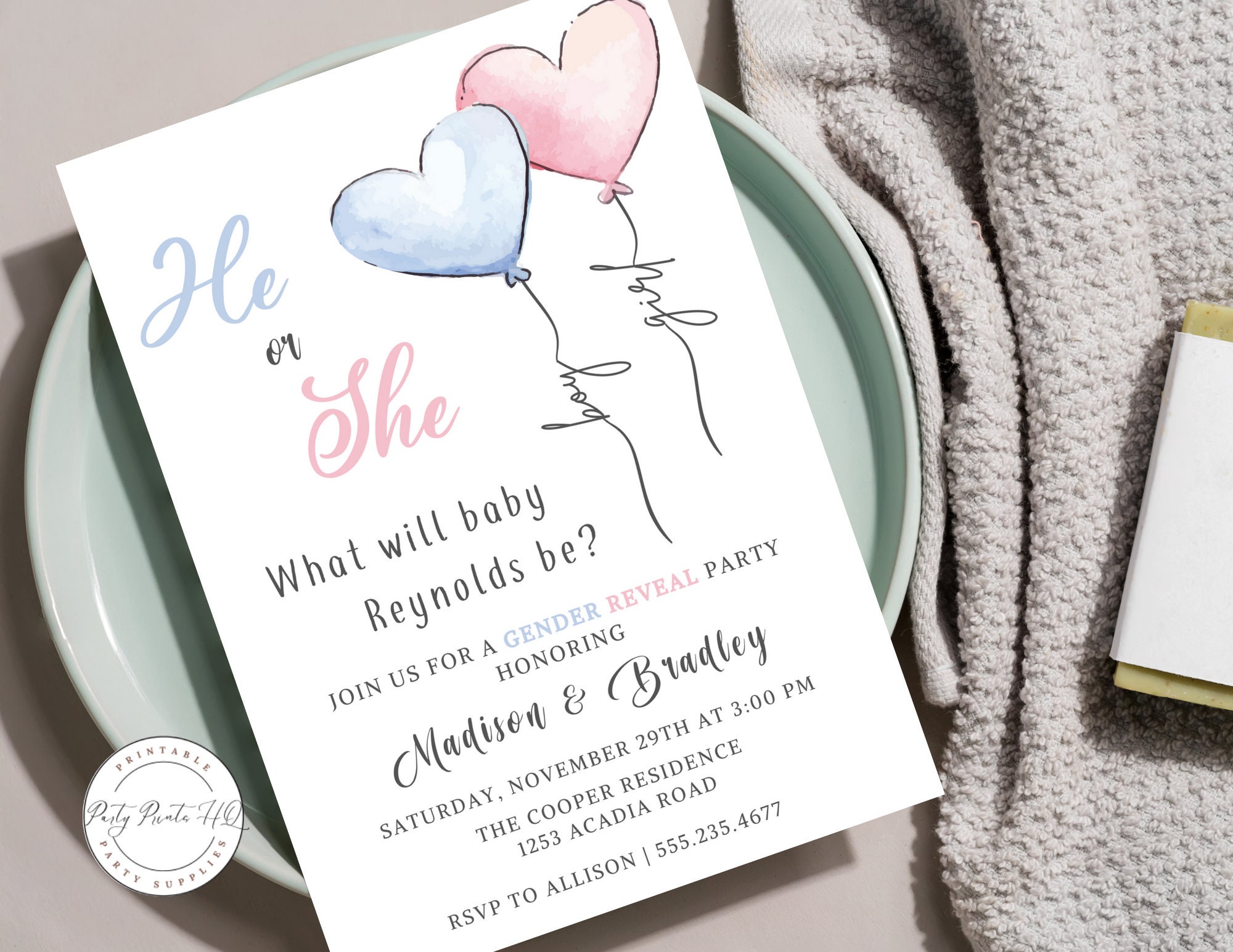 Digital Gender Reveal Invitation Electronic Gender Reveal Etsy