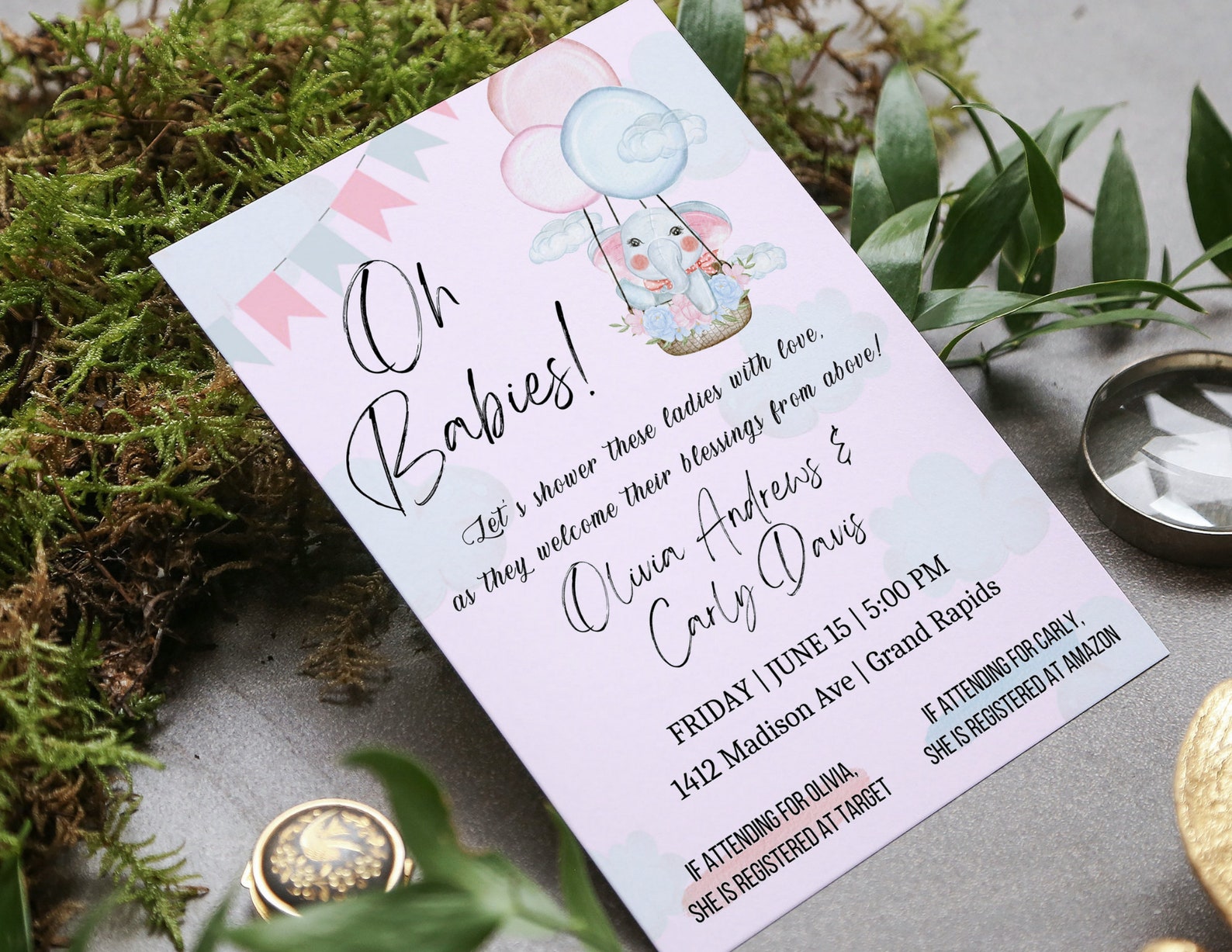 Joint Baby Shower Invitation Template Double Baby Shower - Etsy