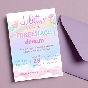 Threenage Dream Invitation, Third Birthday Invite, Threenager Invite ...