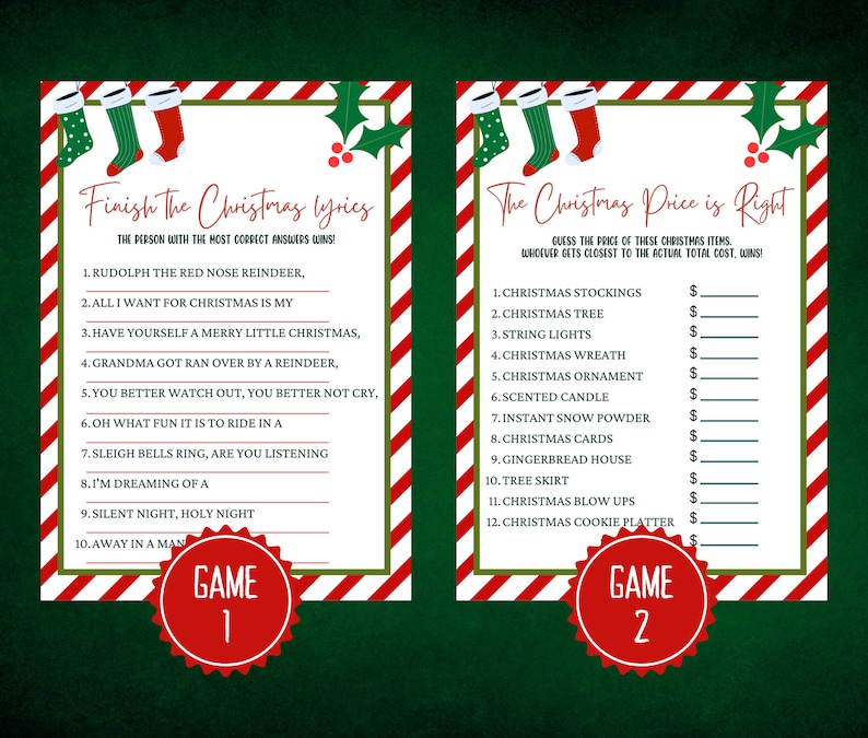 Printable Christmas Game Bundle Christmas Party Games - Etsy
