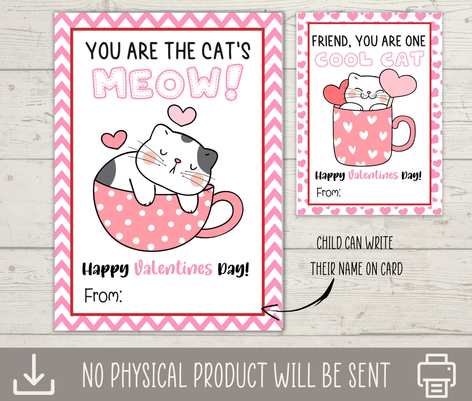 Printable Cat Valentine's Day Cards Classroom - Etsy