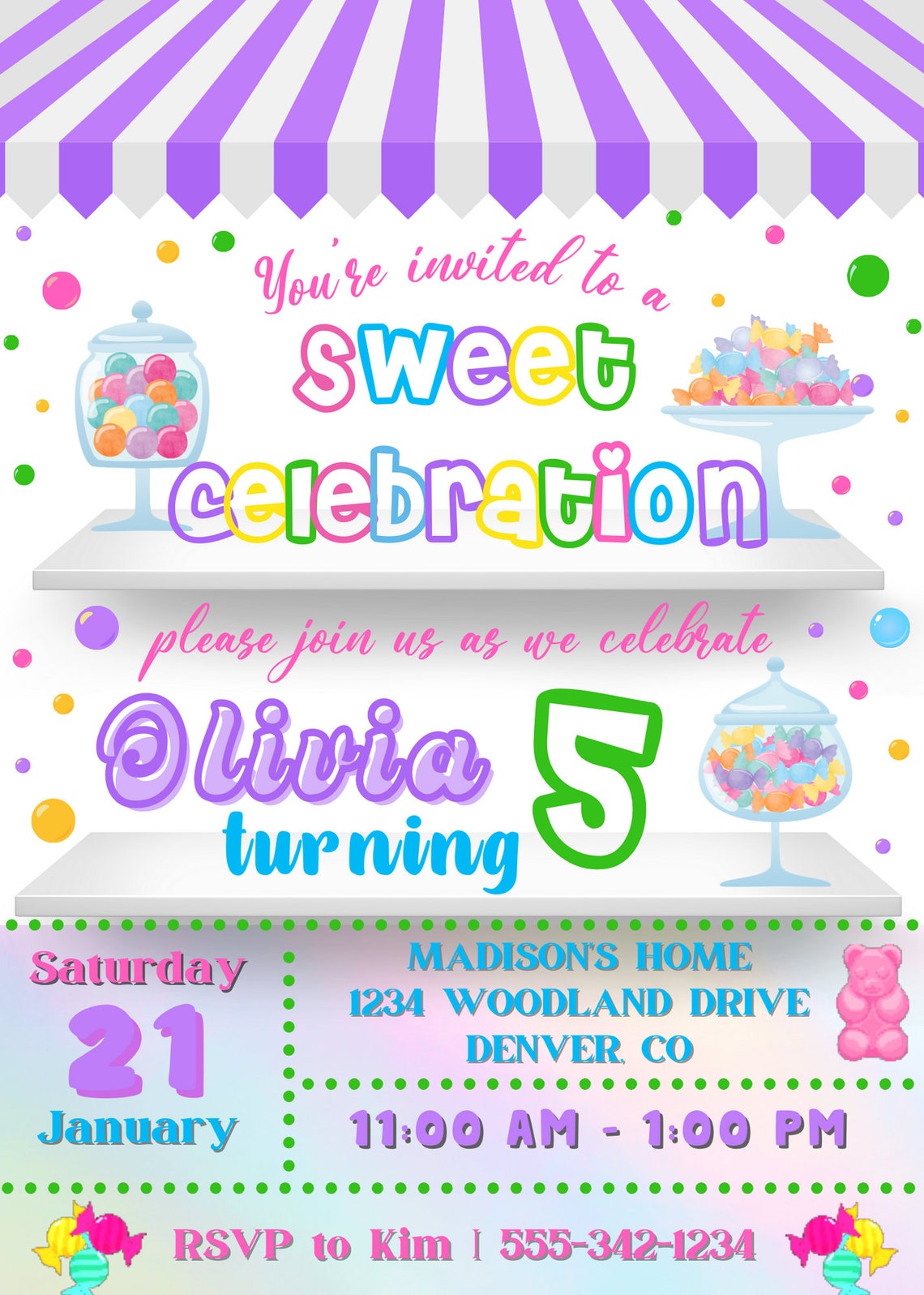Editable Candy Land Birthday Party Invitation. Sweet Shoppe - Etsy