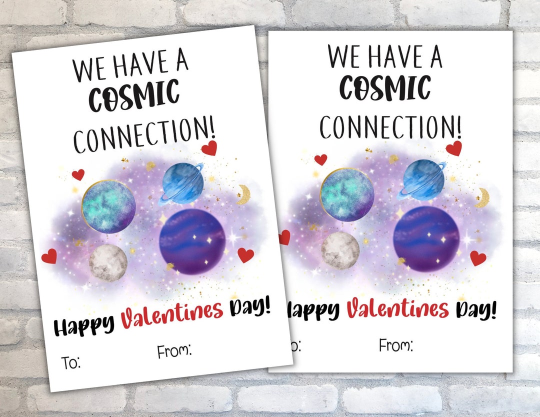 Galaxy Cosmic Connenction Valentine Tags, Kids Valentine Cards, Outer ...