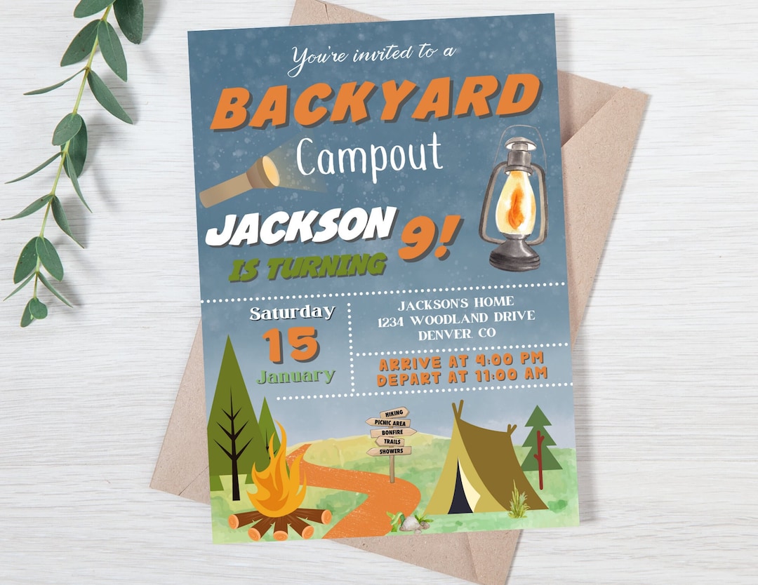 Camp Invitation Camping Invitation Camp Out Invitation Outdoor ...