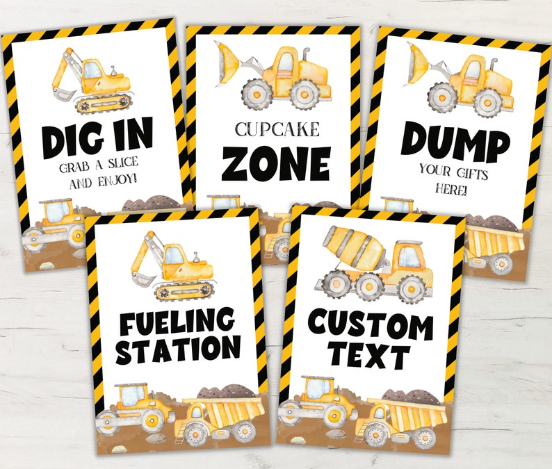 EDITABLE Construction Party Signs DIY Construction Party - Etsy