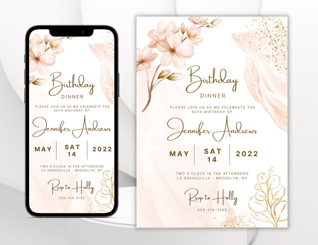 Digital Birthday Dinner Invitation, Dinner Party Invitation, Dinner ...