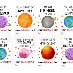 Space Valentine Tags, Kids Valentine Cards, Outer Space Valentine ...
