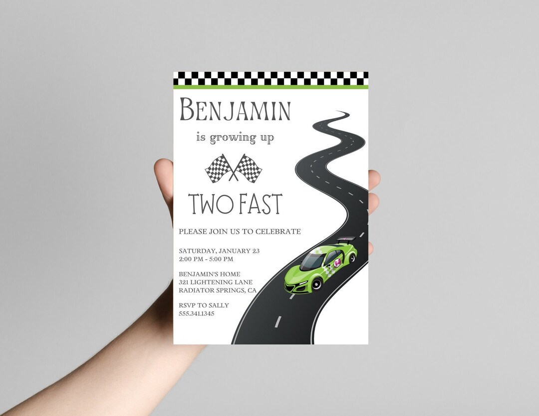 Two Fast Invitation, Racing Car Invites, Instant Download Racing Car ...