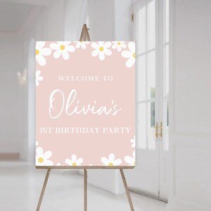 Daisy Welcome Sign for First Birthday Party Printable Instant Download ...