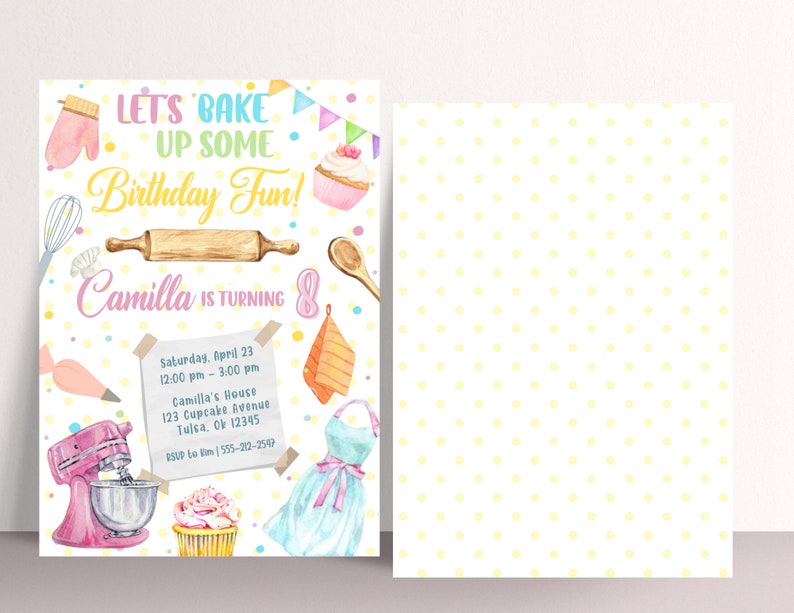 Editable Baking Birthday Party Invitation Kids Cooking - Etsy
