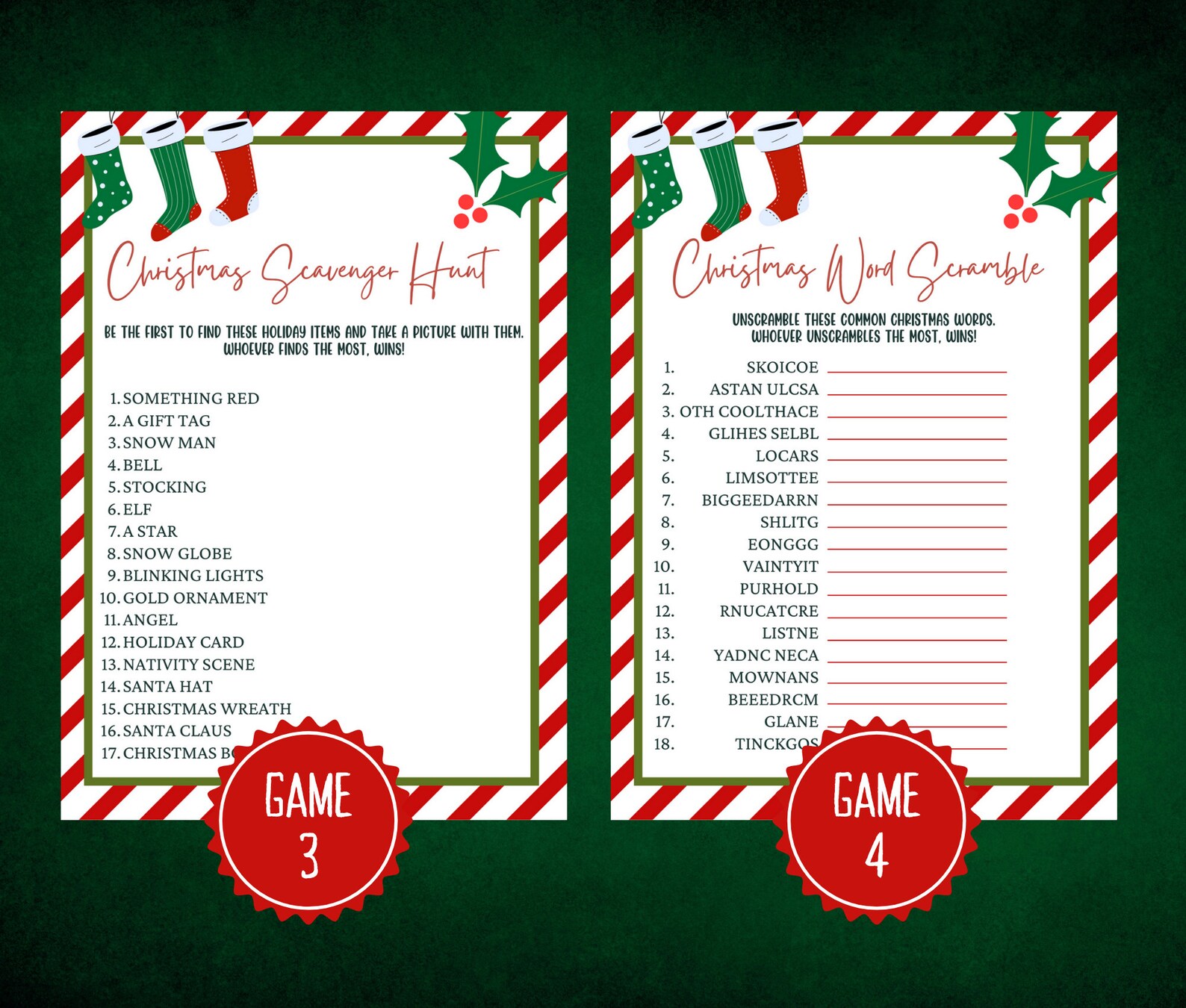 Printable Christmas Game Bundle Christmas Party Games - Etsy