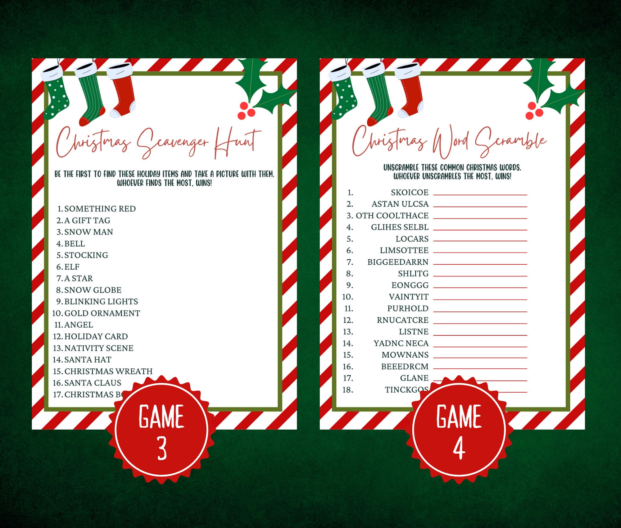 Printable Christmas Game Bundle Christmas Party Games - Etsy