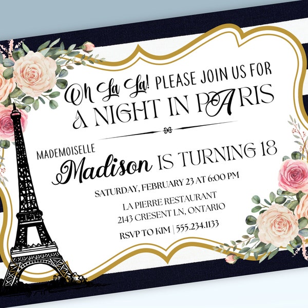 Paris Invitation - Etsy