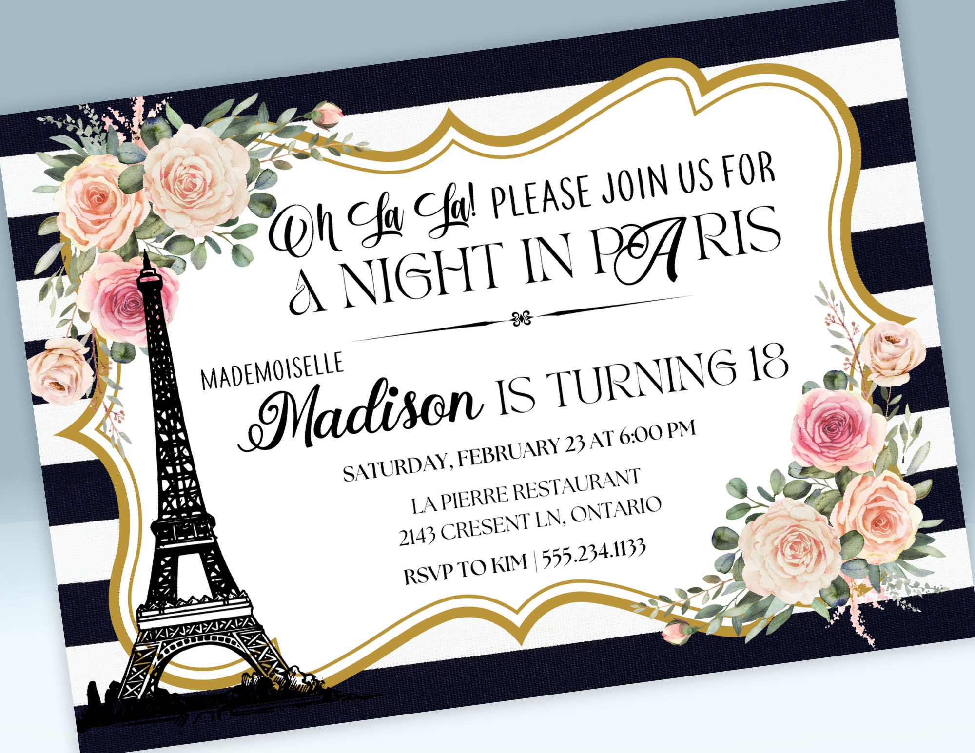 A Night In Paris Themed Invitation