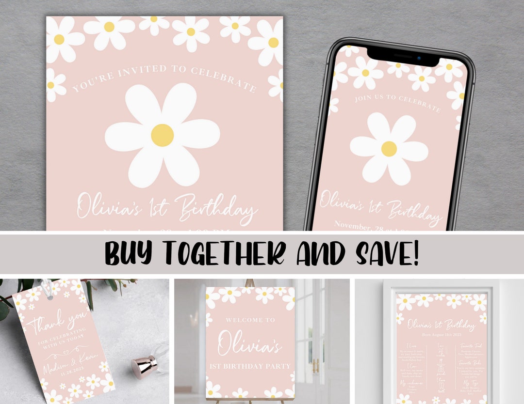 Retro Daisy First Birthday Party Party Decor Bundle Daisy Milestone ...